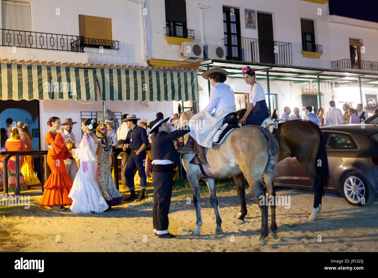 El Rocio, Spain - June 1, 2017: Group of pilgrims in traditional ...