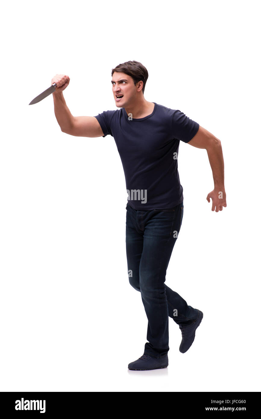 Angry man holding knife Cut Out Stock Images & Pictures - Alamy