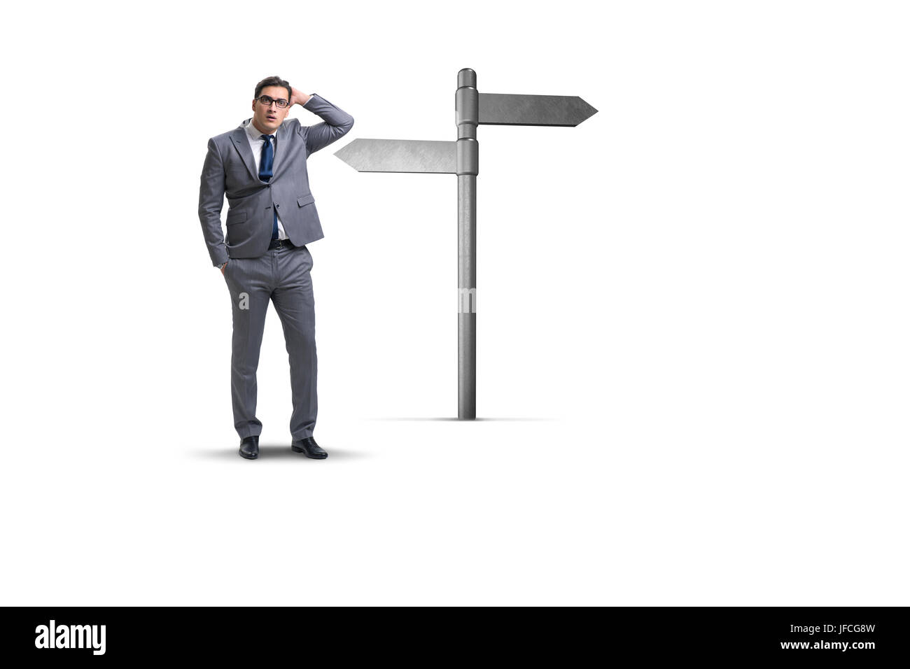 Businessman in difficult choice concept Stock Photo - Alamy