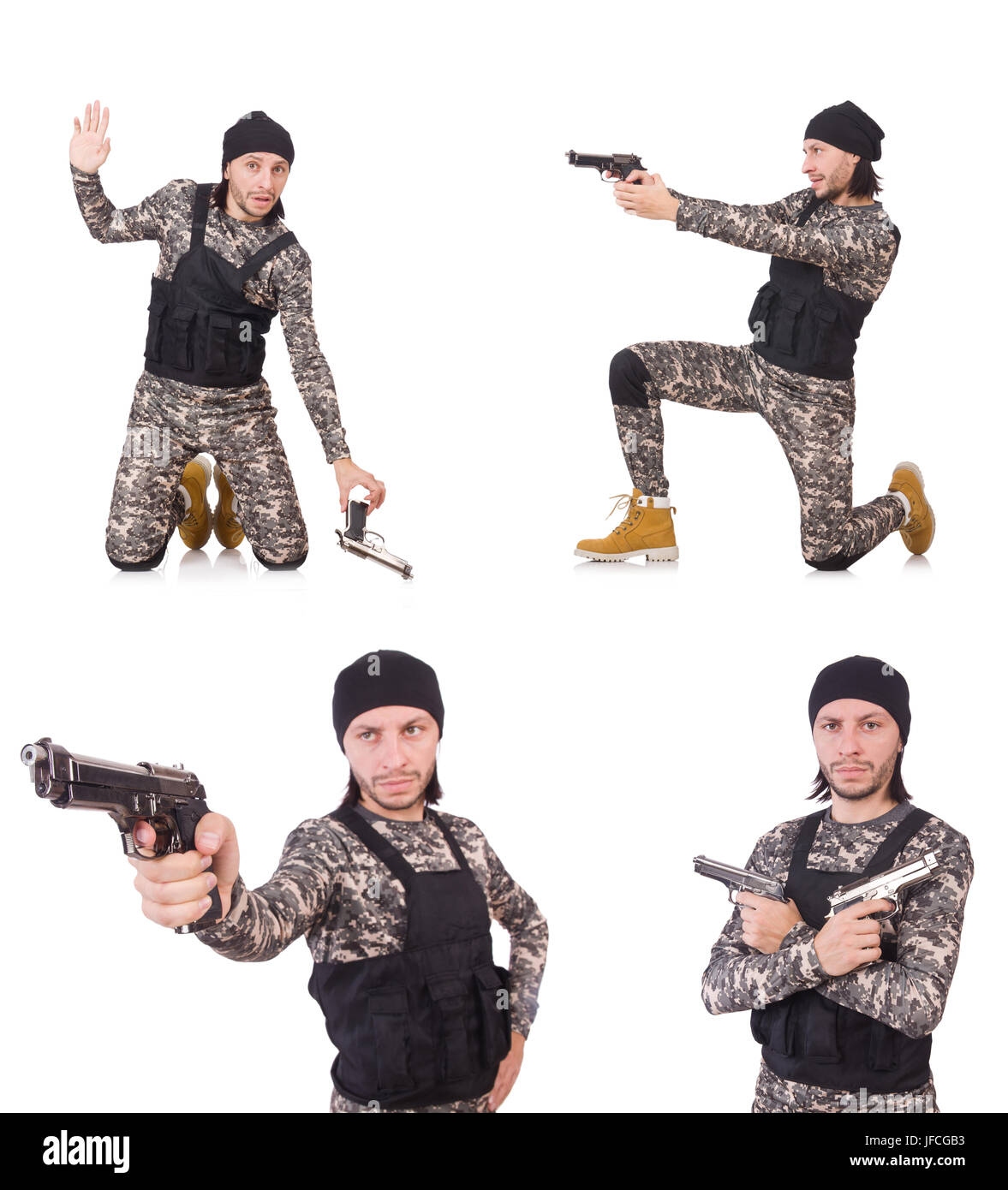 Soldier with gun isolated on white Stock Photo - Alamy