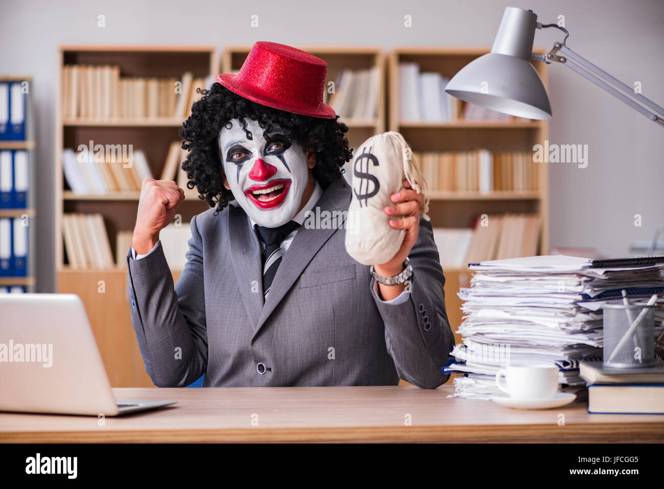 Office worker in clown wig hi-res stock photography and images - Alamy