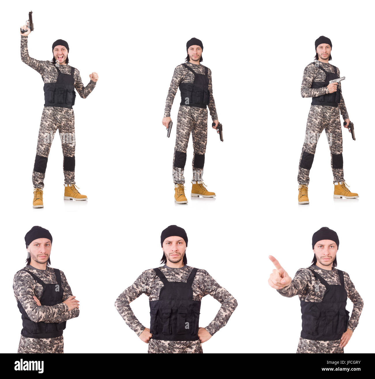 Soldier with gun isolated on white Stock Photo - Alamy