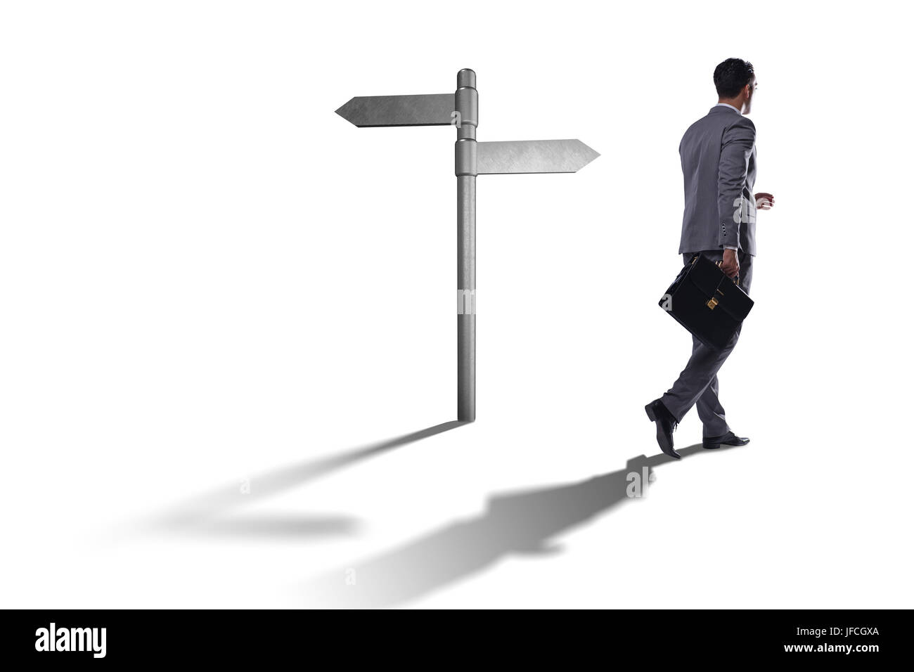 Businessman in difficult choice concept Stock Photo - Alamy