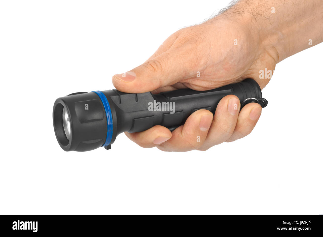 Flashlight in hand Stock Photo - Alamy