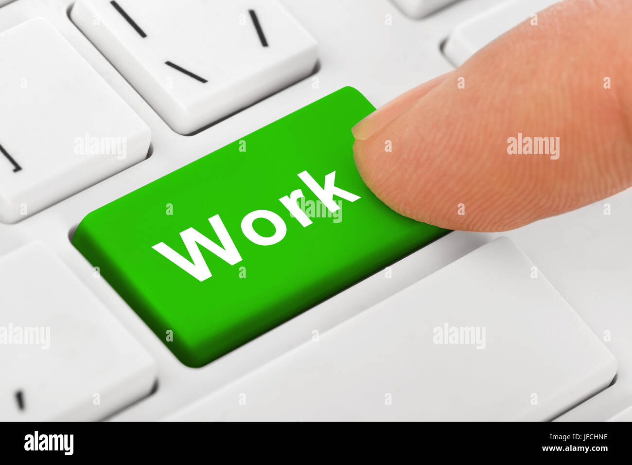 Computer notebook keyboard with Work key Stock Photo - Alamy