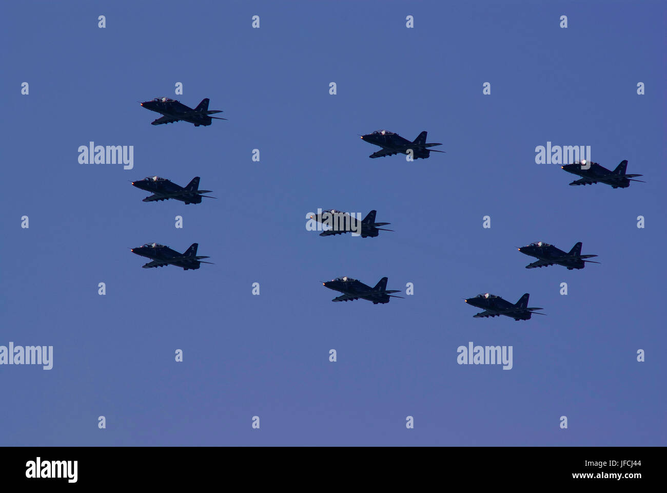 BAe Hawk T1 Diamond formation, RAF Valley, Anglesey Stock Photo - Alamy