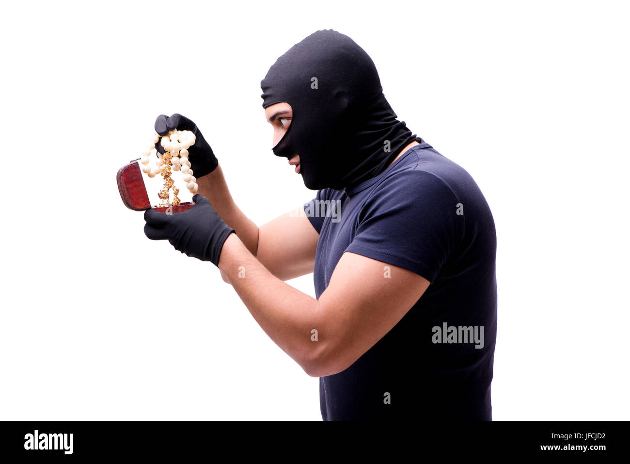 Robber wearing balaclava isolated on white Stock Photo - Alamy