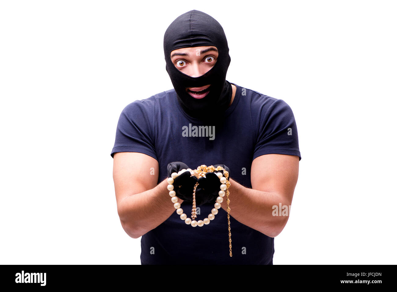 Robber wearing balaclava isolated on white Stock Photo - Alamy
