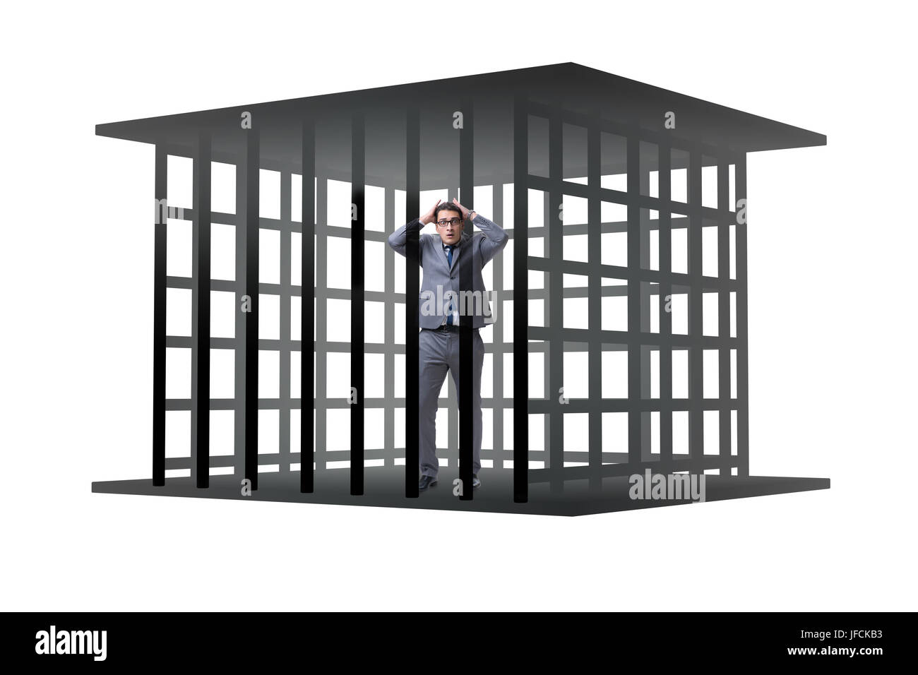 Man in jail cell Cut Out Stock Images & Pictures - Alamy