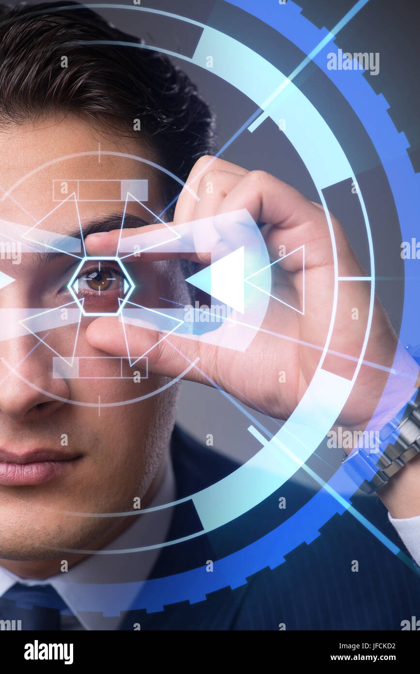 Futuristic vision concept with businessman Stock Photo - Alamy