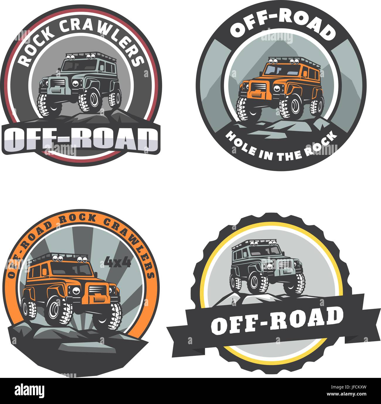 Set of off-road suv car round logo, emblems and badges Stock Vector ...