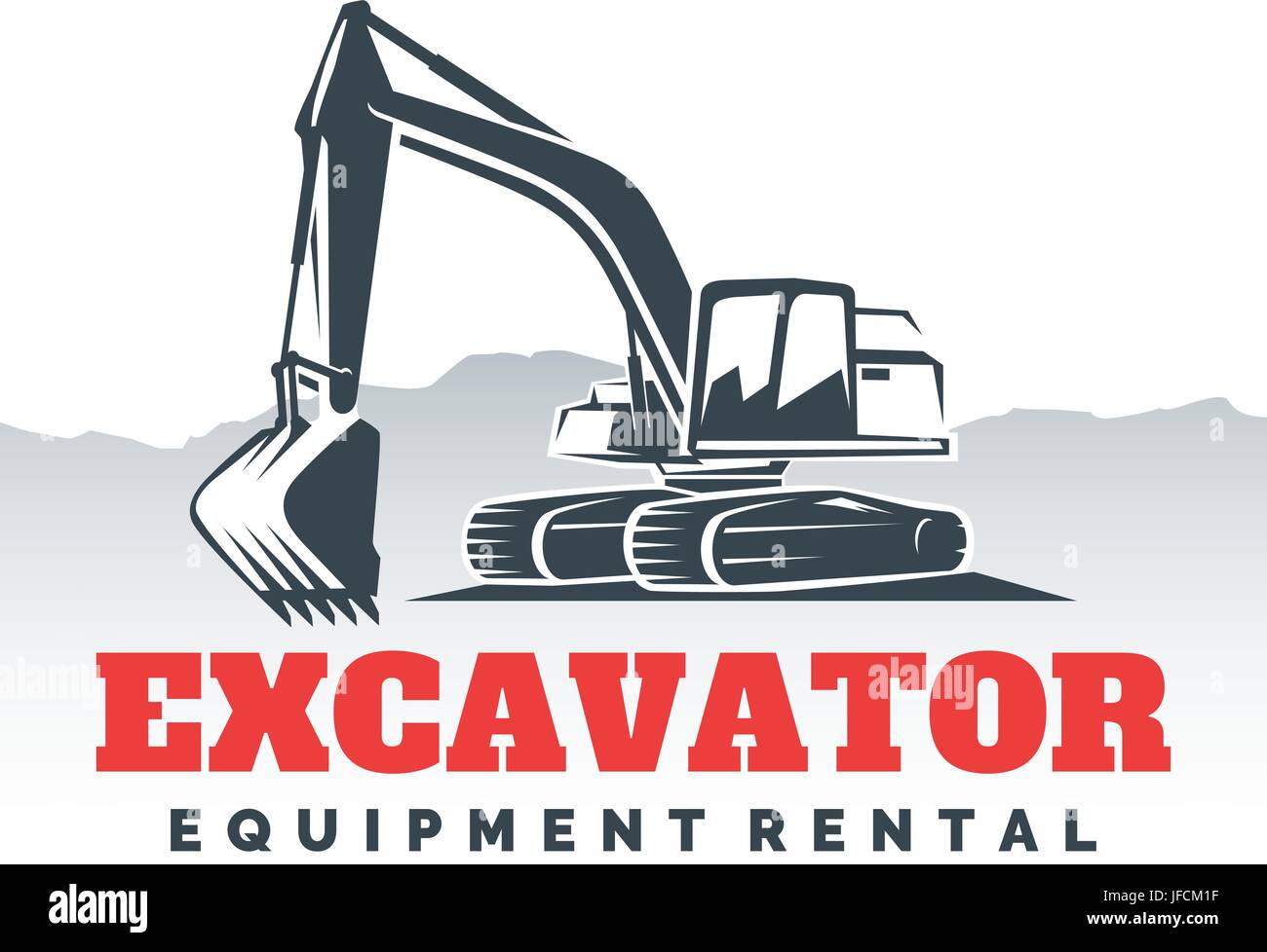 Excavator logos, emblems and badges isolated on white background ...