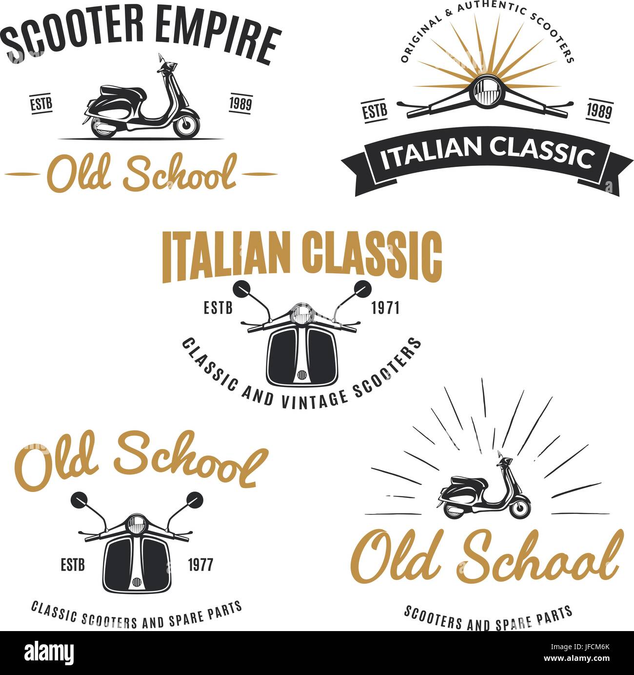Set of classic scooter emblems, icons and badges. Urban, street scooter ...