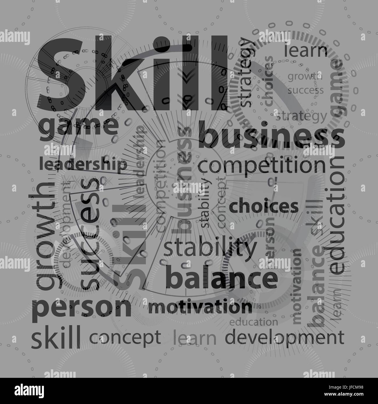 Skill and skills concept. Vector illustration for your design. Text ...