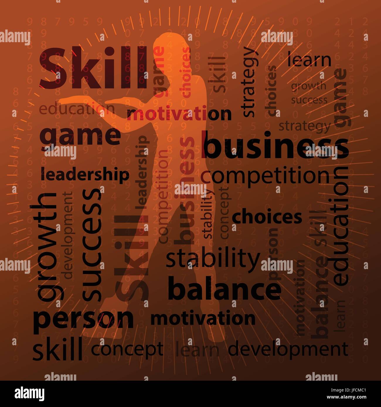 Skill and skills concept. Vector illustration for your design. Text on ...