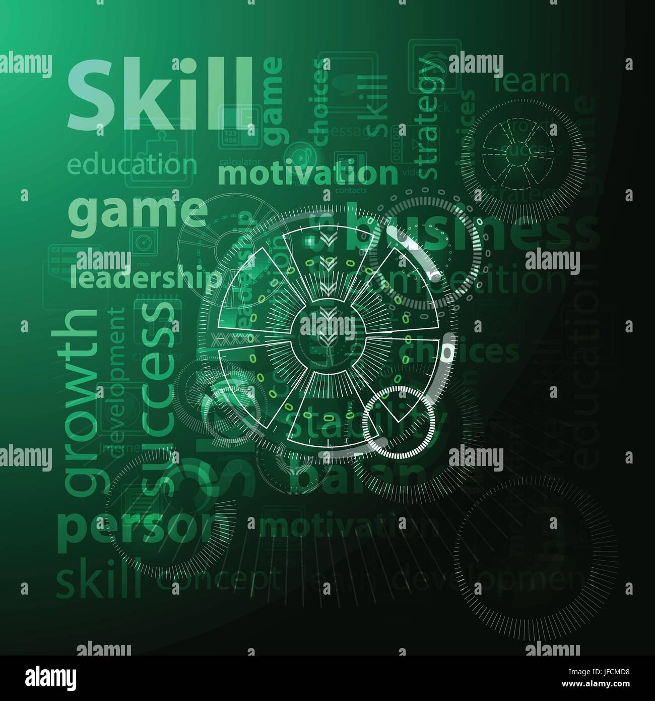 Skill and skills concept. Vector illustration for your design. Text on ...