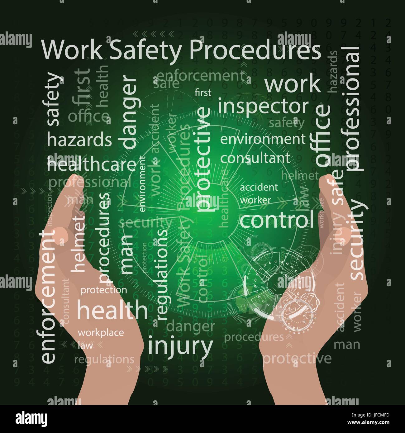 The concept of work safety procedures. Vector illustration for your ...