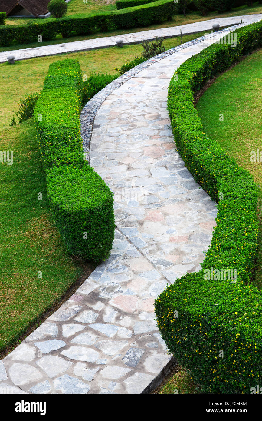 path and bushes in park Stock Photo - Alamy