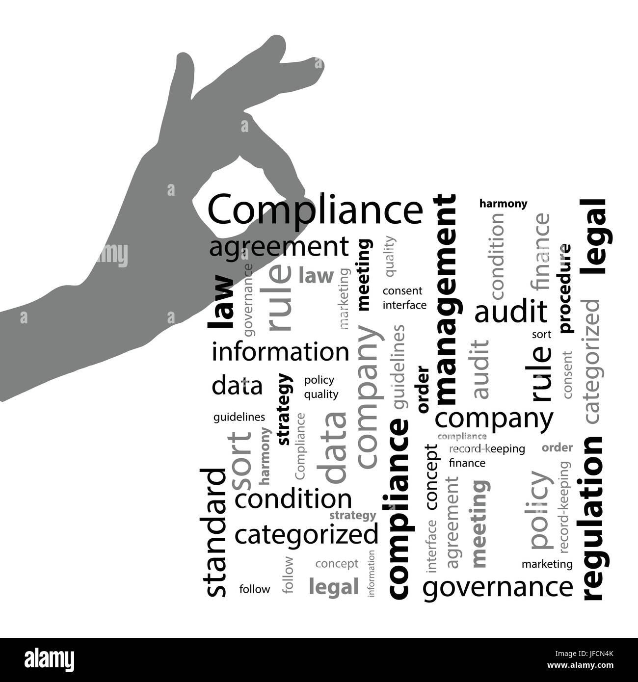 Compliance concept. Vector illustration for your design. Text on white ...