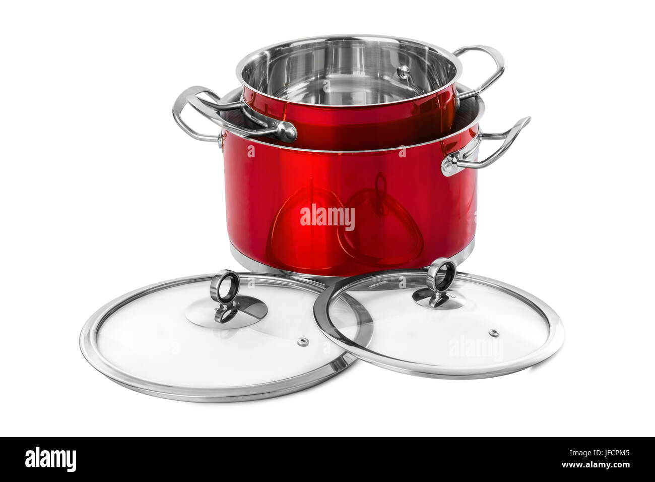 Red steel pans Stock Photo - Alamy