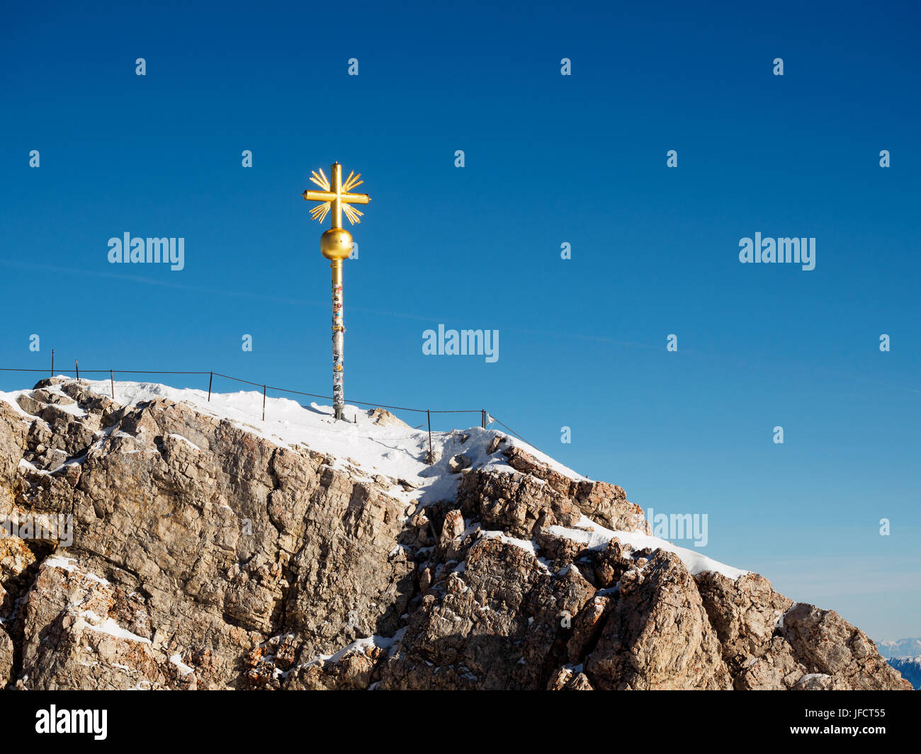 Sign on top of Zugspitze, the highest mountain in Germany Stock Photo ...