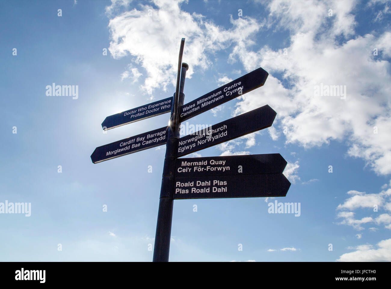 Cardiff Bay - Sign Post Stock Photo - Alamy