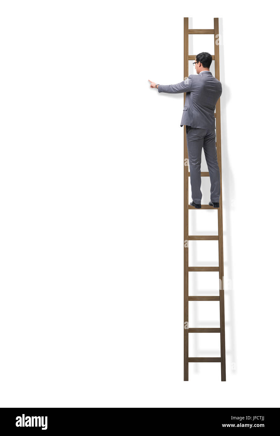 Businessman climbing stairs isolated on white Stock Photo - Alamy
