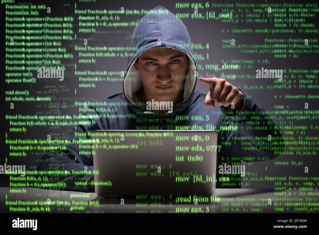 Young hacker in data security concept Stock Photo - Alamy