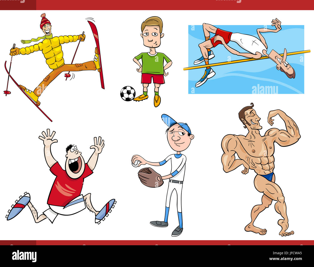 sportsmen cartoon set Stock Photo - Alamy