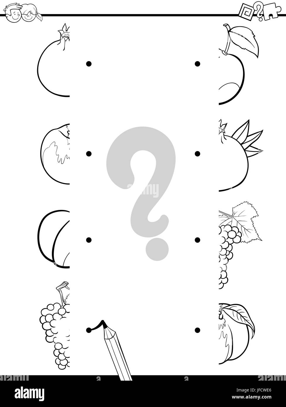 match the fruit coloring page Stock Photo - Alamy