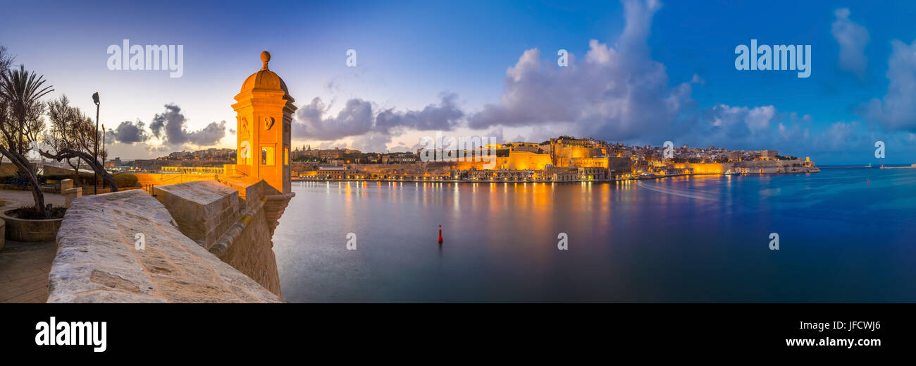 Senglea, Malta - Panoramic skyline view at the watch tower at Fort ...