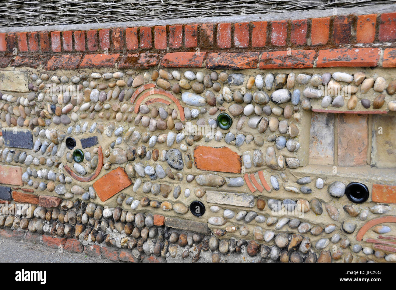 brick flint bottle wall Stock Photo - Alamy