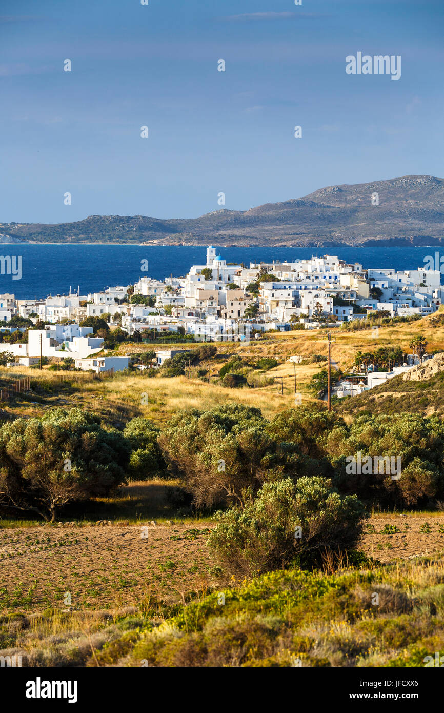 View of Adamantas harbour town of Milos island in Greece Stock Photo ...
