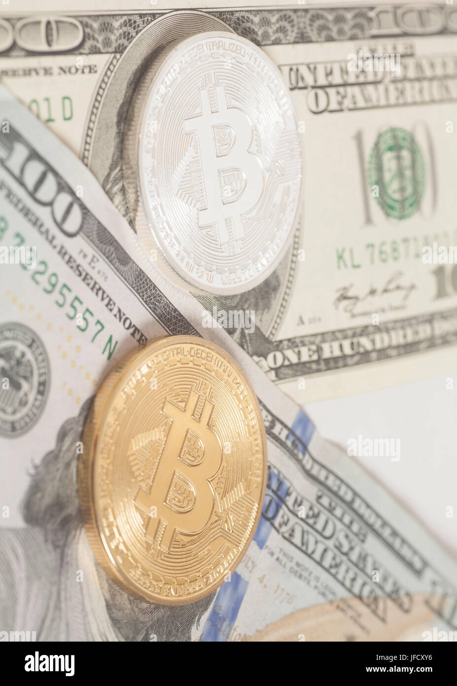 Bitcoins us banknotes golden hi-res stock photography and images - Alamy
