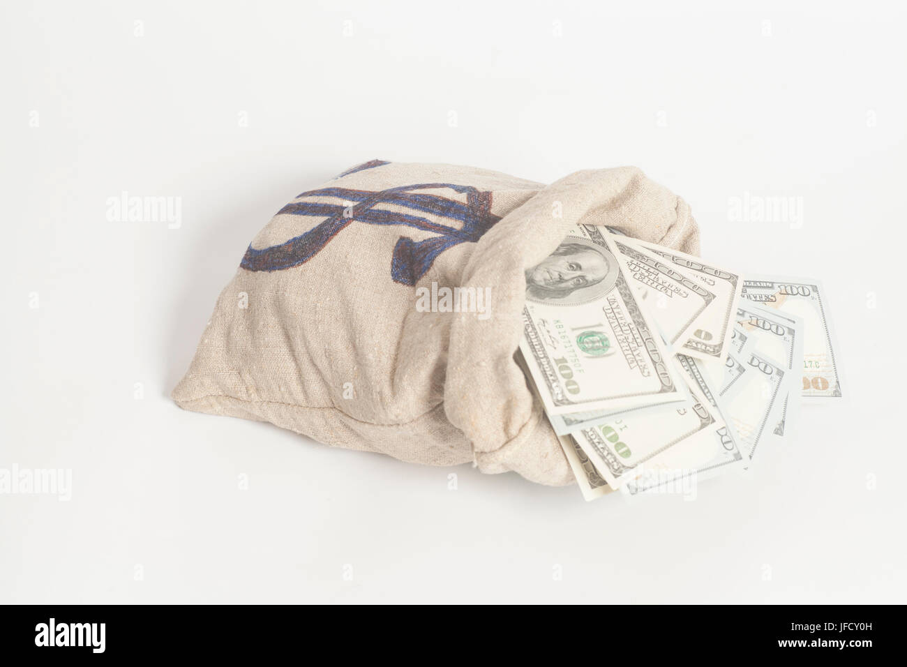 Money bag with US dollars sign isolated on white Stock Photo - Alamy