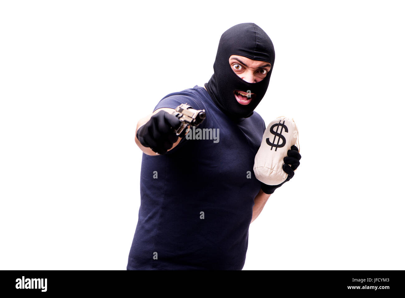 Robber wearing balaclava isolated on white Stock Photo - Alamy