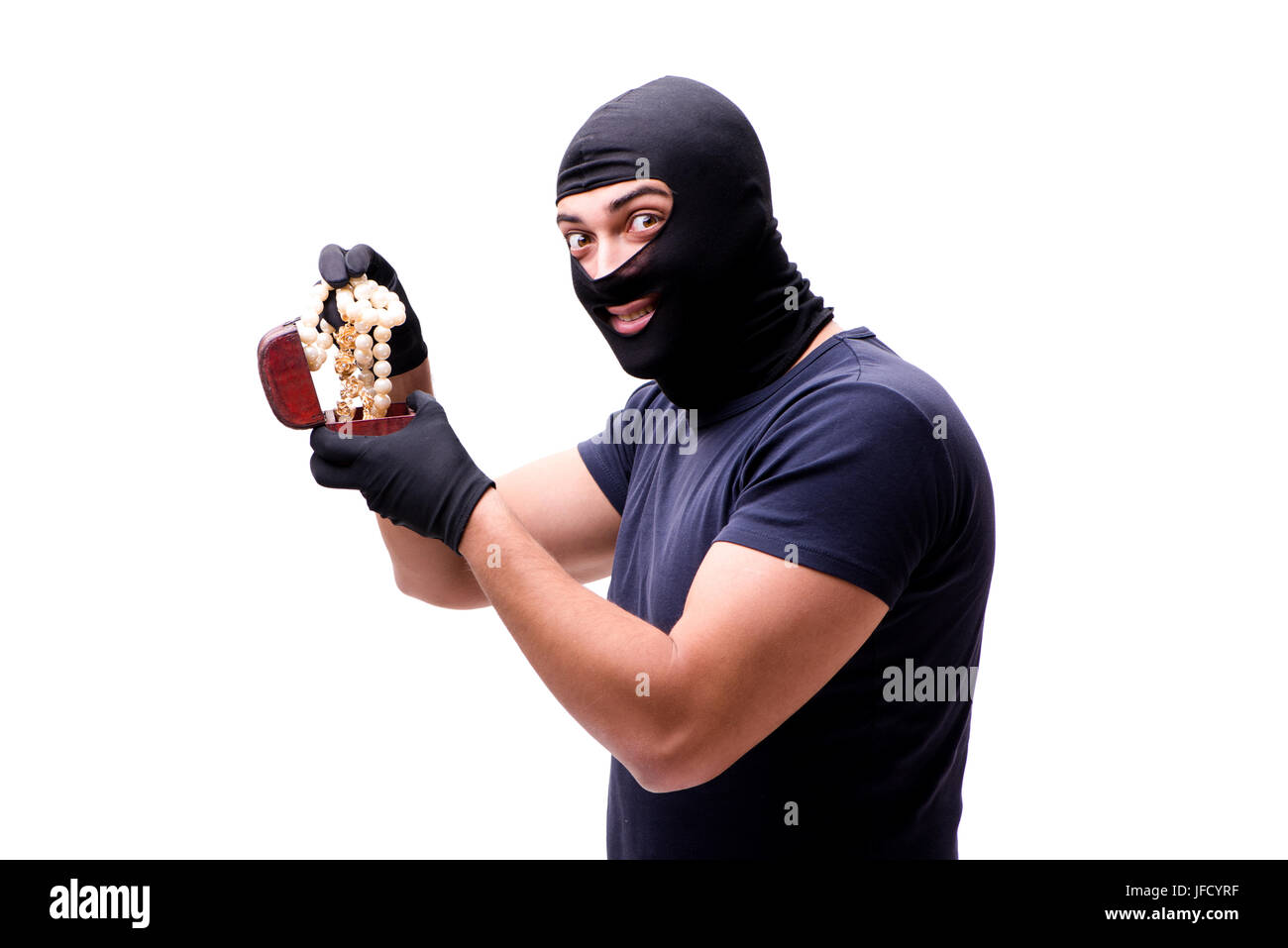 Robber wearing balaclava isolated on white Stock Photo - Alamy