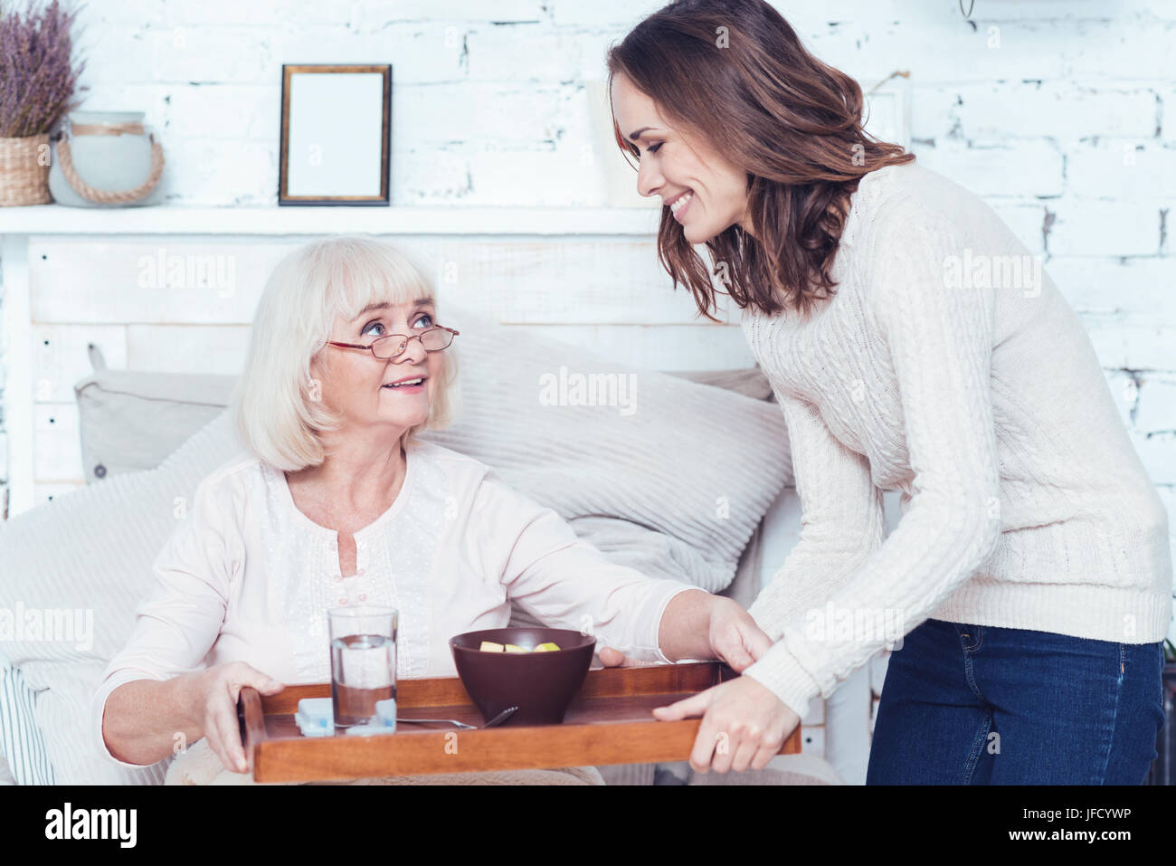 Grandma holding tray hi-res stock photography and images - Alamy