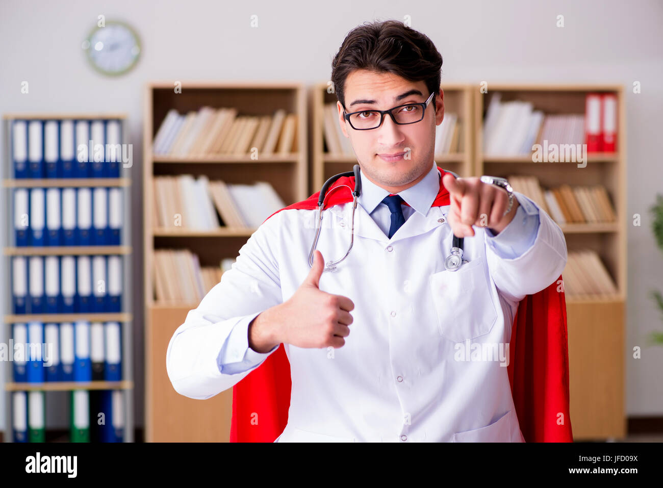 Superhero doctor working in the lab hospital Stock Photo - Alamy