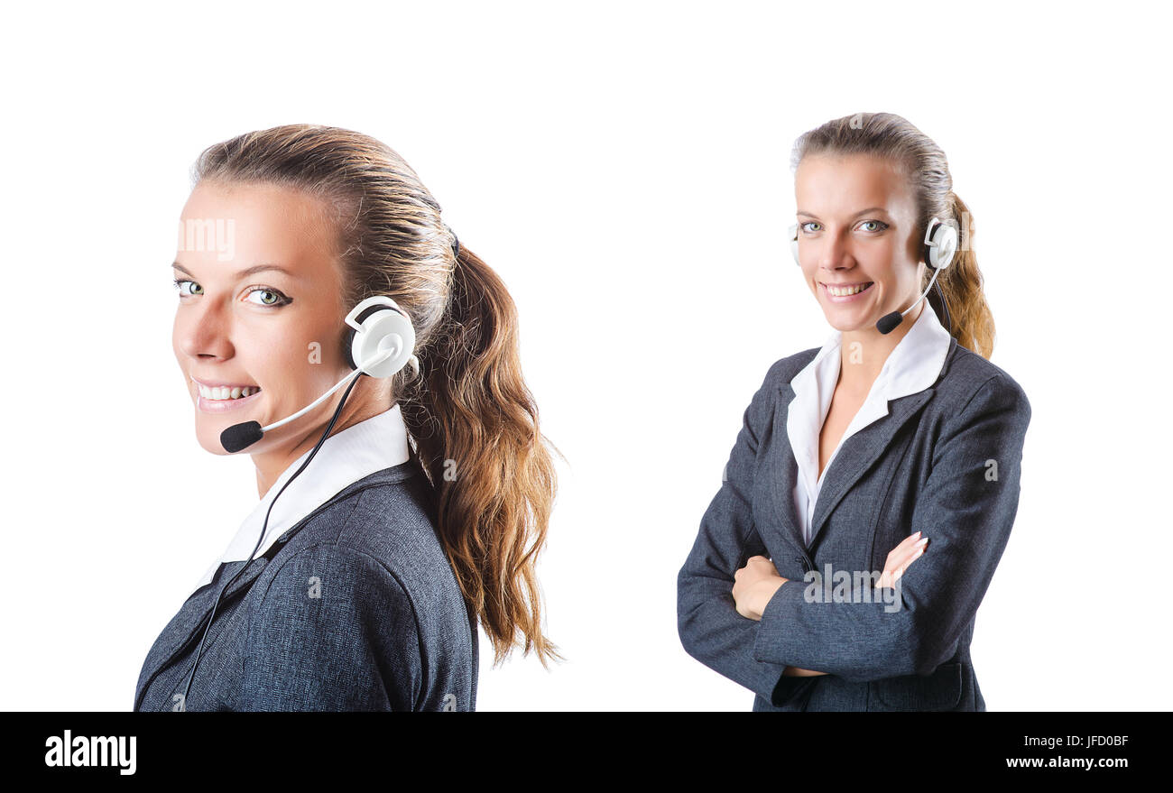 Call center assistant responding to calls Stock Photo - Alamy