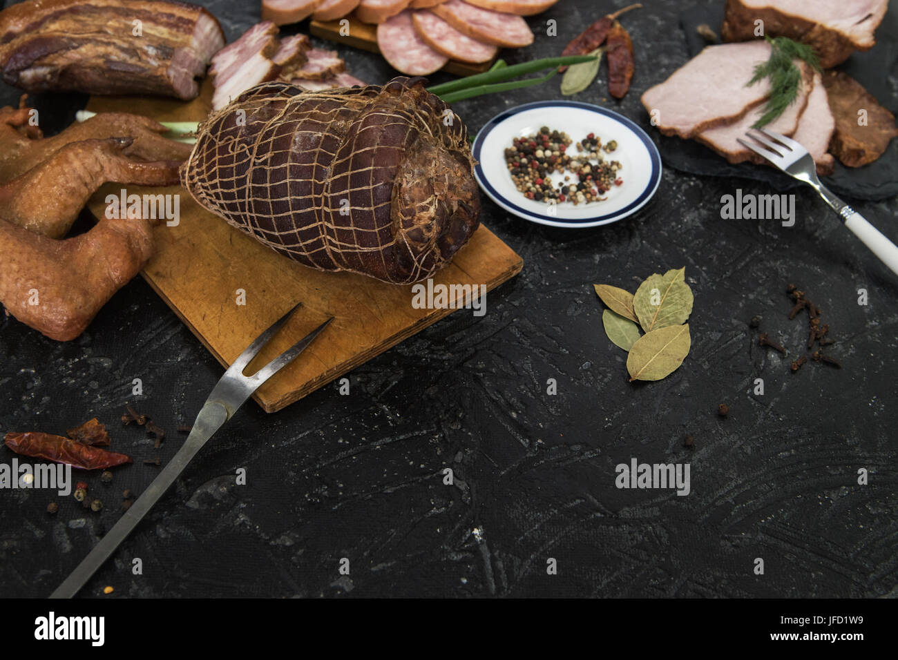 Set of different meat food Stock Photo - Alamy