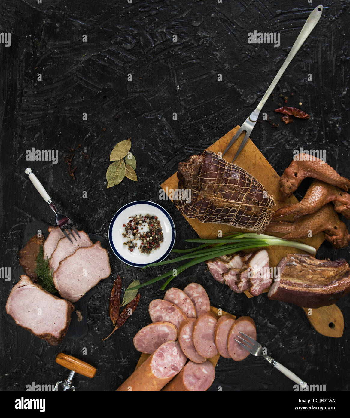 Set of different meat food Stock Photo - Alamy