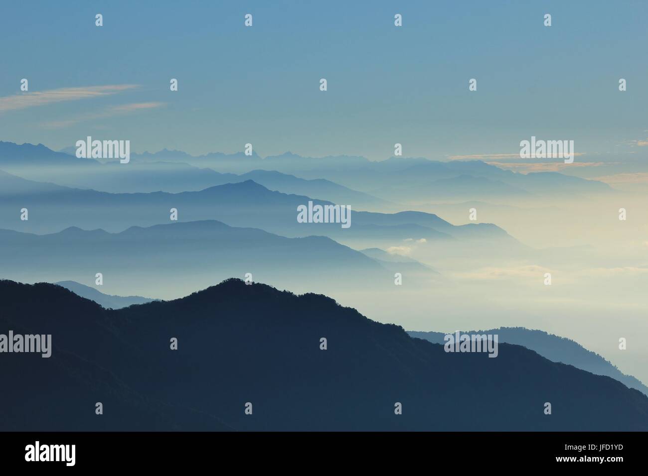 Blue mountain ranges in Nepal Stock Photo - Alamy
