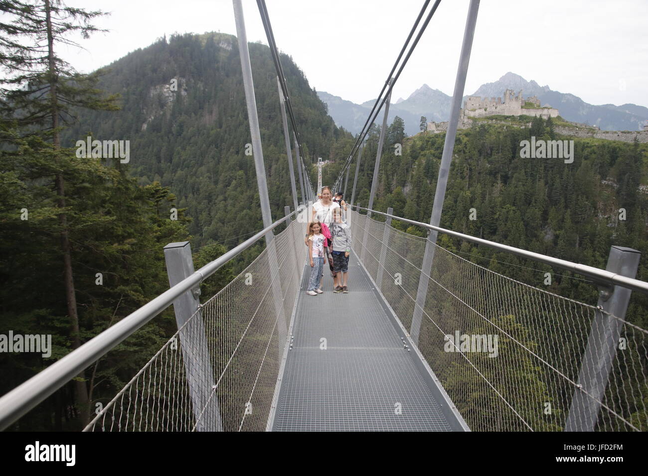 Suspension bridge, Reutte Tirol, Highline 179 Stock Photo - Alamy