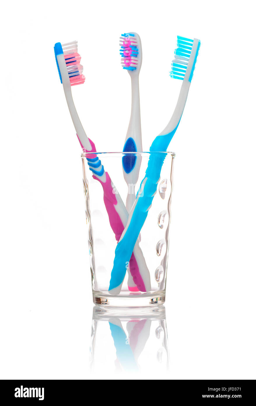 New Colorful Toothbrush in Glass Isolated on White Background Stock ...