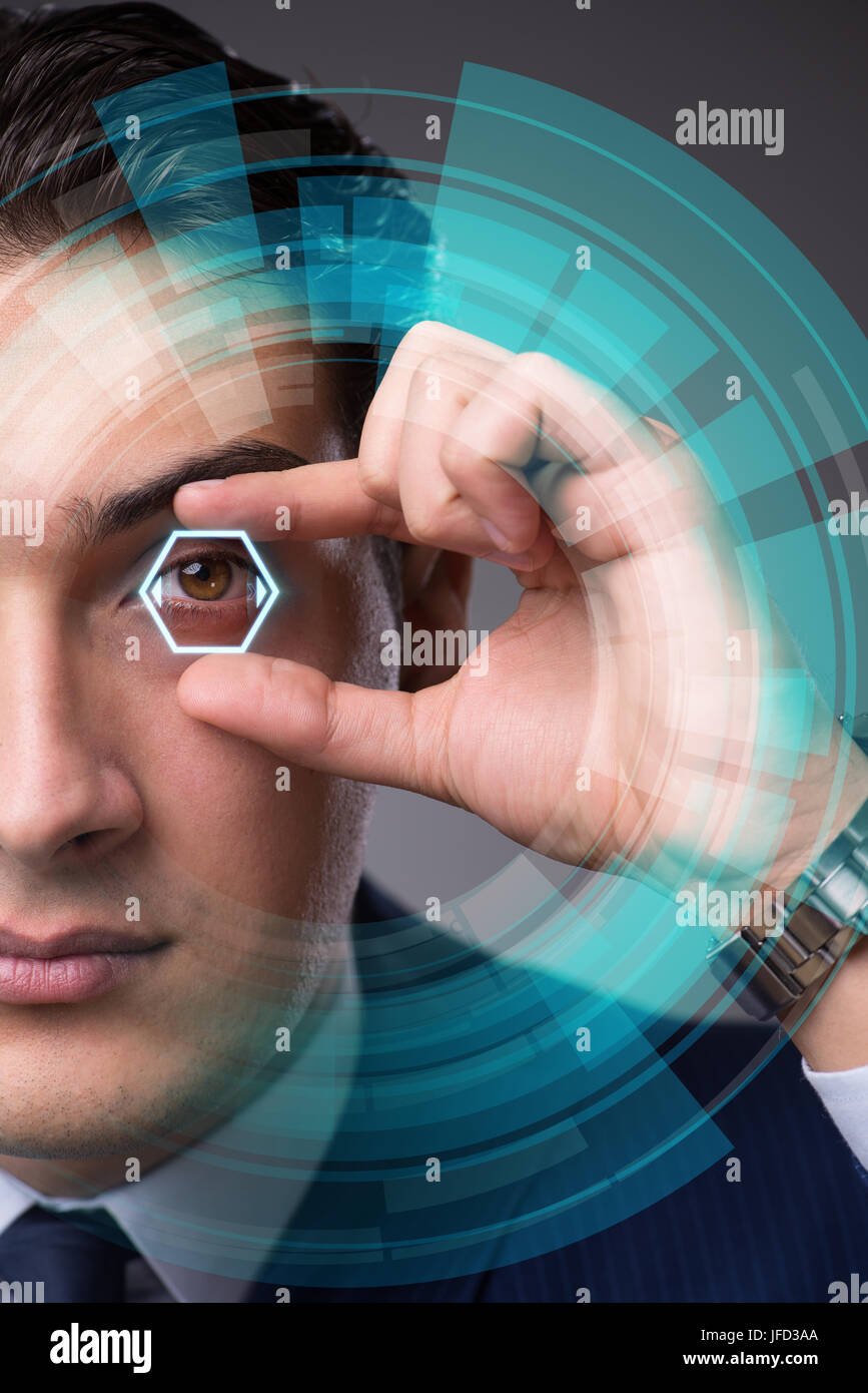 Futuristic vision concept with businessman Stock Photo - Alamy