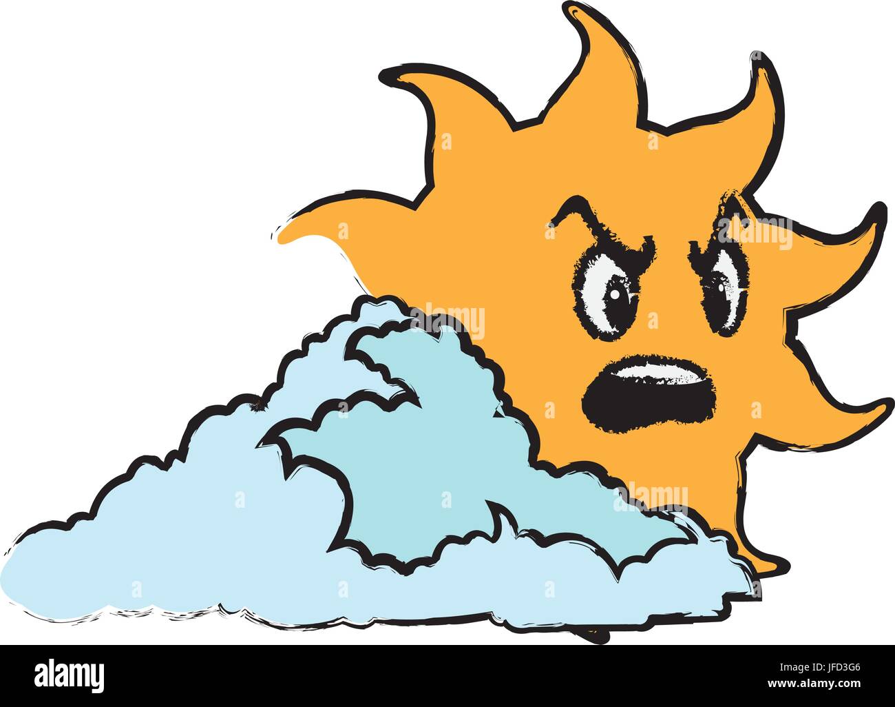 angry sun and cloud cartoon mascot drawn Stock Vector Image & Art - Alamy