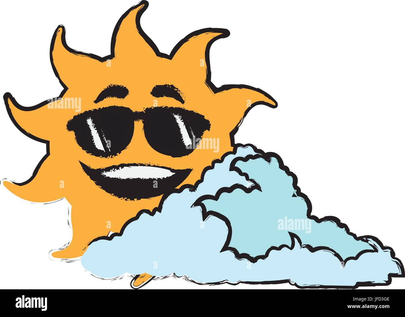 sun and cloud cartoon mascot drawn Stock Vector Image & Art - Alamy