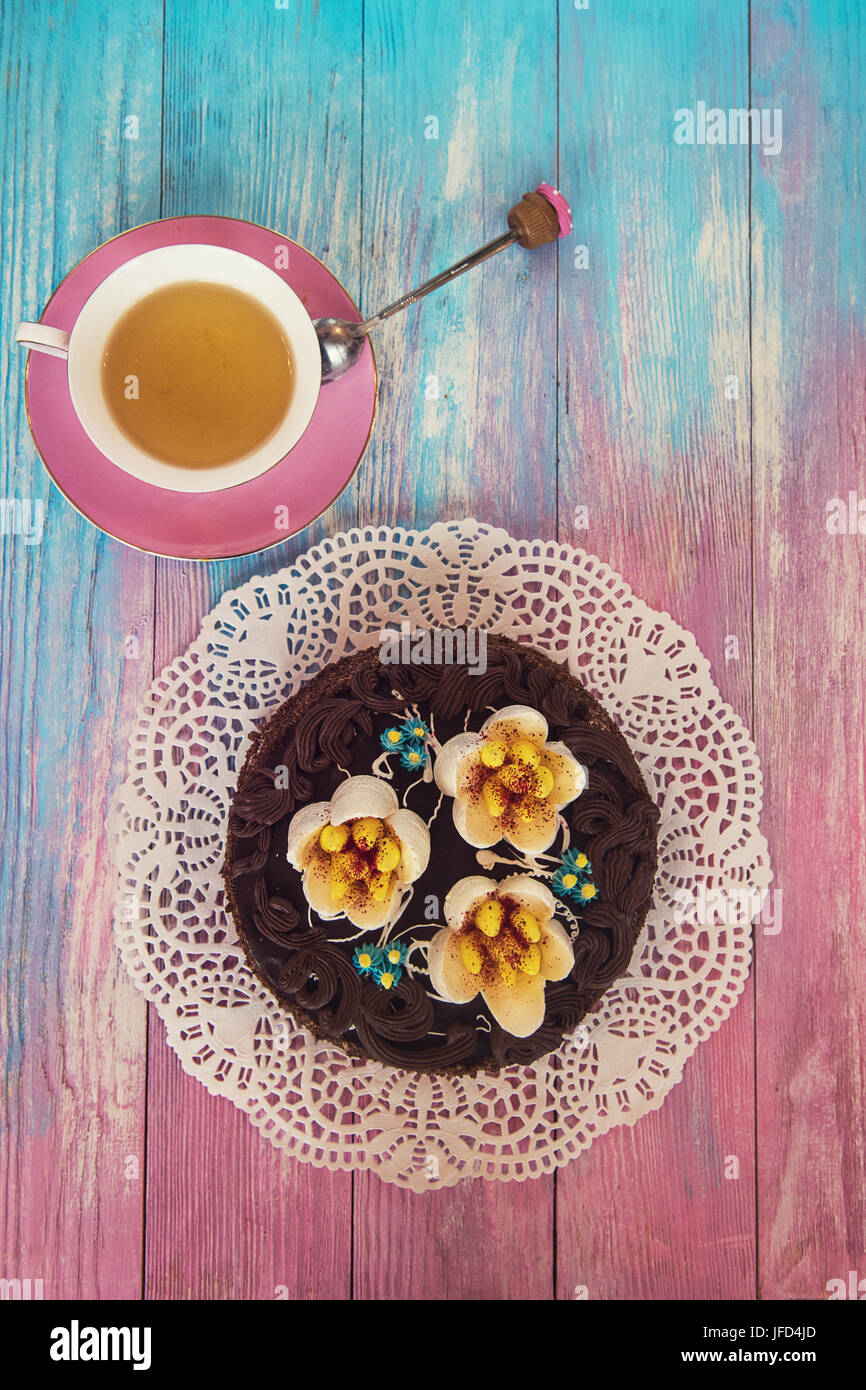 Cake on color background Stock Photo - Alamy