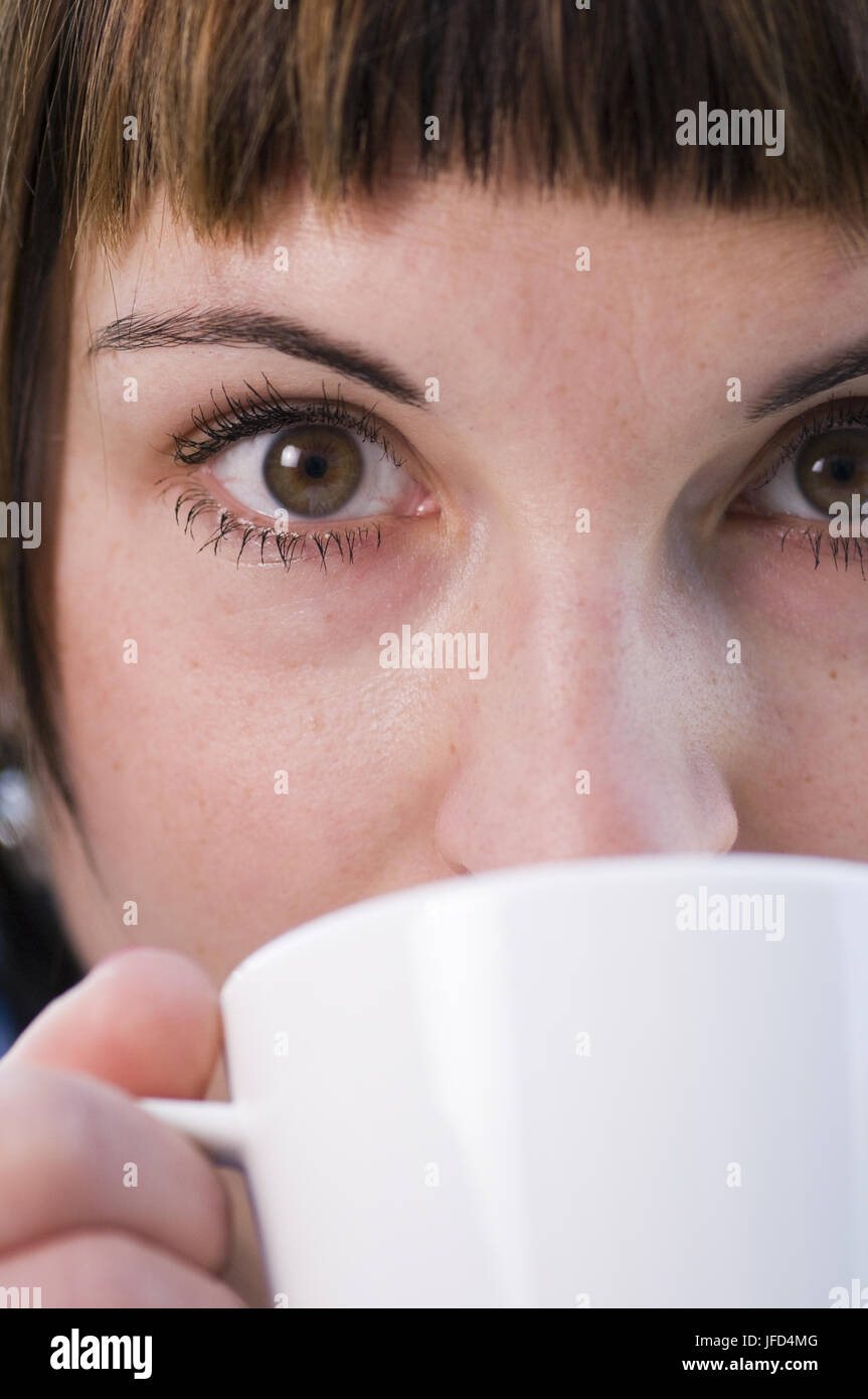 half face with cup Stock Photo - Alamy